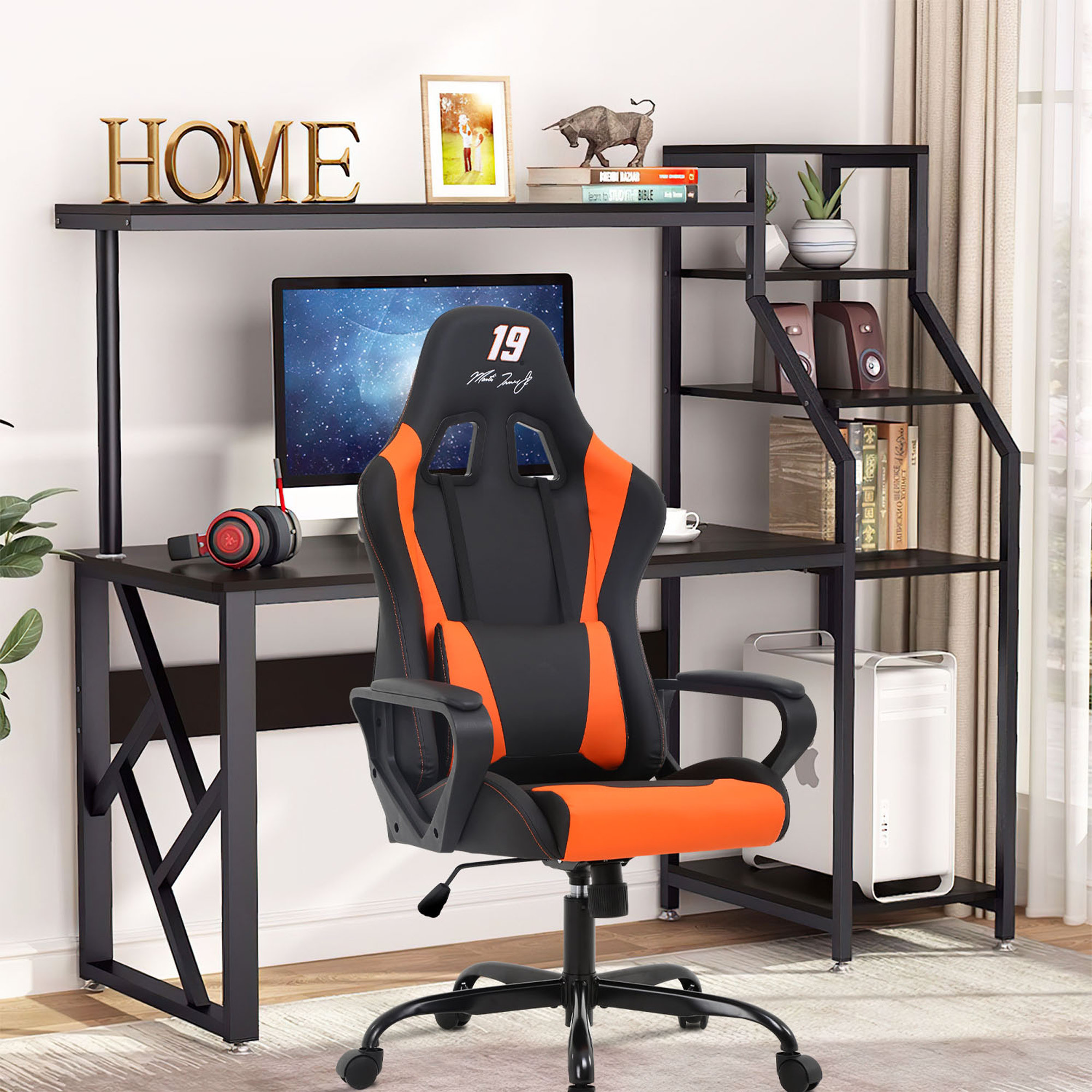 BestOffice Gaming Chair High Back Office Chair Racing Computer Chair Task PU Desk Chair Ergonomic Swivel Rolling Chair With Lumbar Support For Adults Wayfair